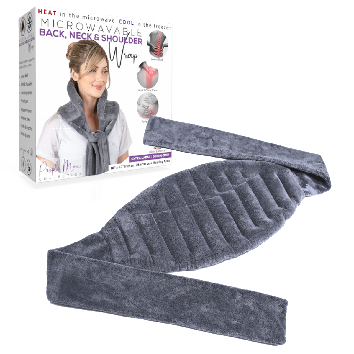 XL Microwavable Heat Pack with Ties - Grey – PurpleMoon Collection